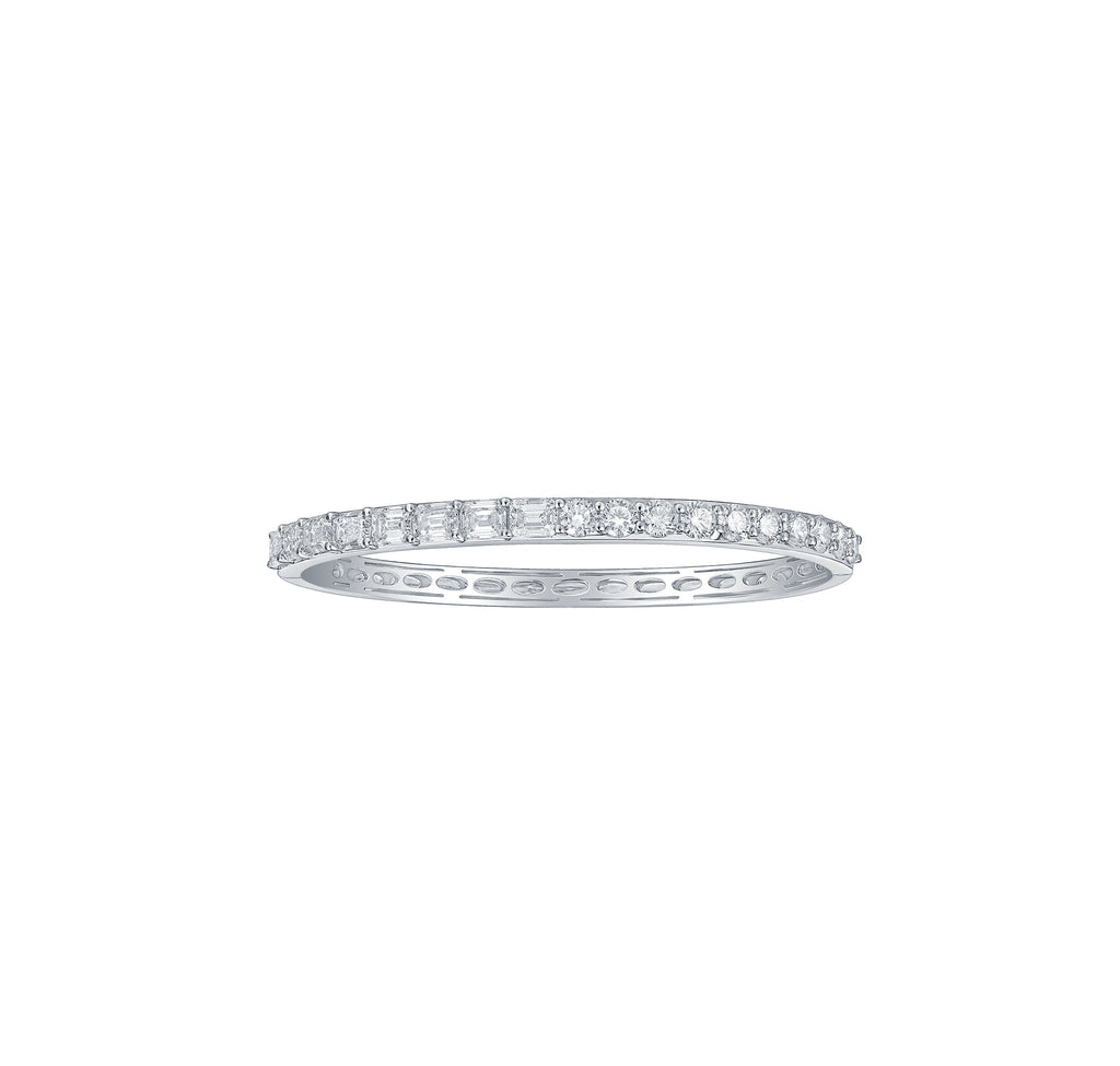 Lab Grown 6.85ct Round with Bagutte Diamond Bangle–Smiling Rocks