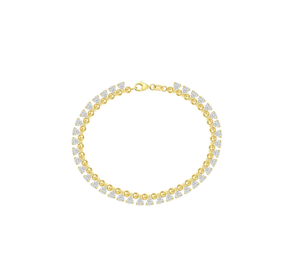 Lab Grown 3.21ct Round diamond with bead ball Bracelet–Smiling Rocks