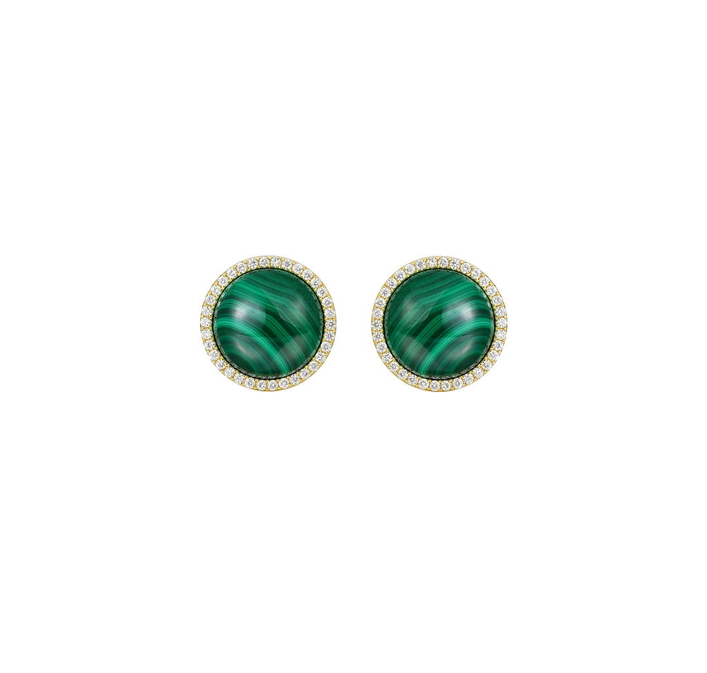Lab Grown 21.69ct Diamond with Malachite Halo Cufflinks–Smiling Rocks